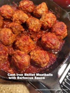 Cast Iron Skillet Meatballs with Barbecue Sauce